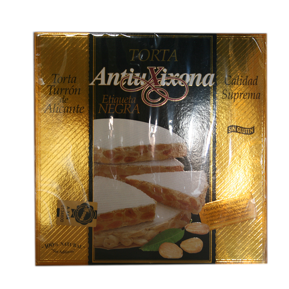 Turrón IGP de Alicante, Etiquette noire 64% amandes - Antiu Xixona 200g ...
